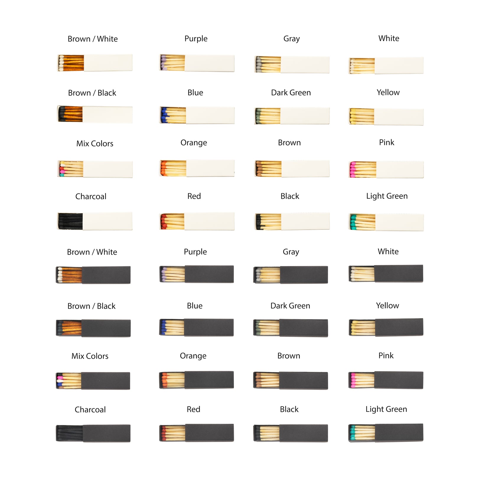 2" Inch Long Wooden Matchsticks in a Blank Matchbox with White / Black ...