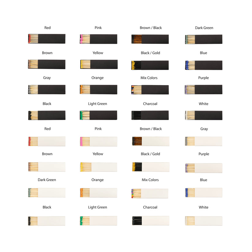 4" Inch Long Wooden Matchsticks in a Blank Matchbox with White / Black ...