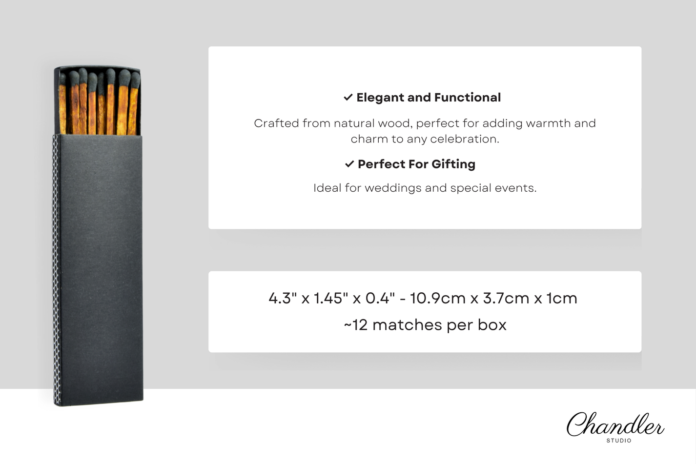 4" Inch Long Wooden Matchsticks in a Blank Matchbox with White / Black ...