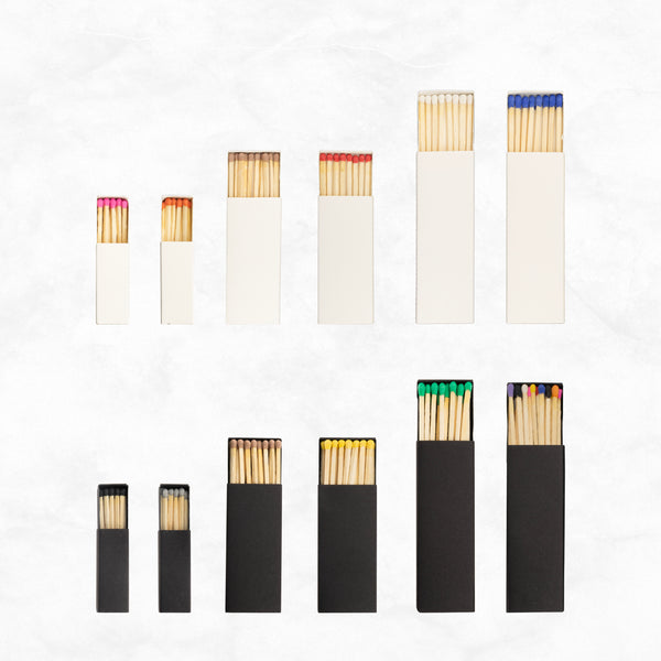 4" Inch Long Wooden Matchsticks in a Blank Matchbox with White / Black ...